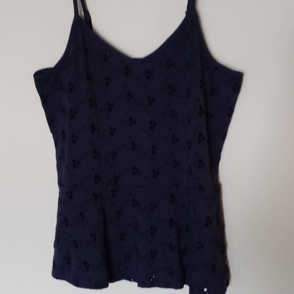 hinge | Tops | Hinge Peplum Top Navy Eyelet Small | Poshmark